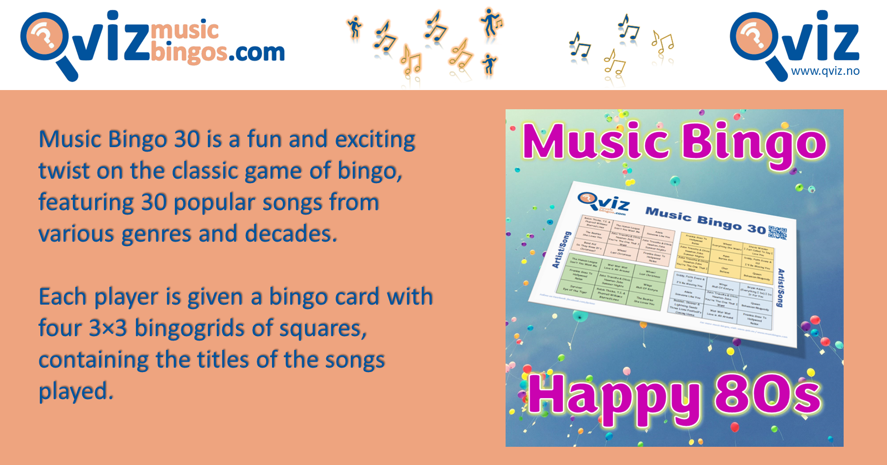 Happy 80s - Musikk Bingo 30 - Qviz