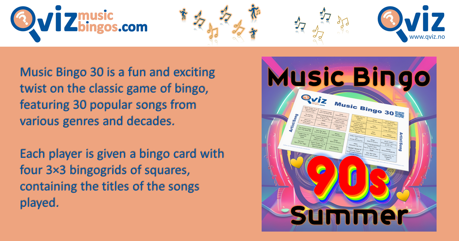 90s Summer - Musikk Bingo 30 - Qviz
