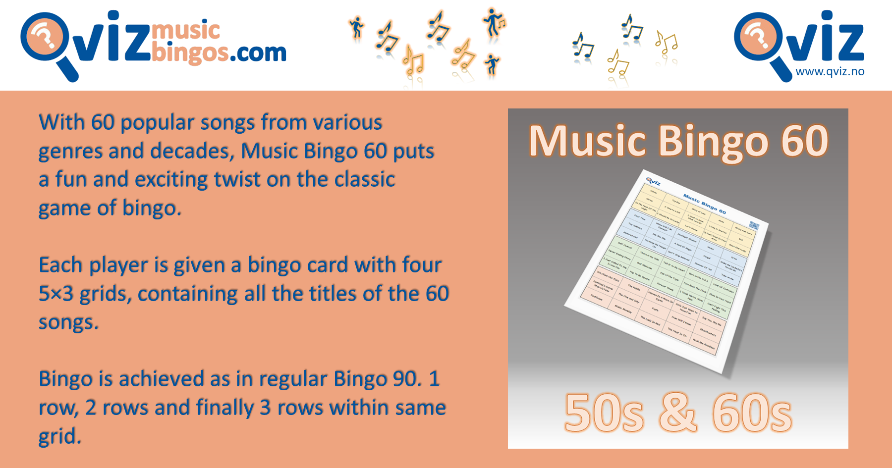50s and 60s - Musikk Bingo 60 - Qviz
