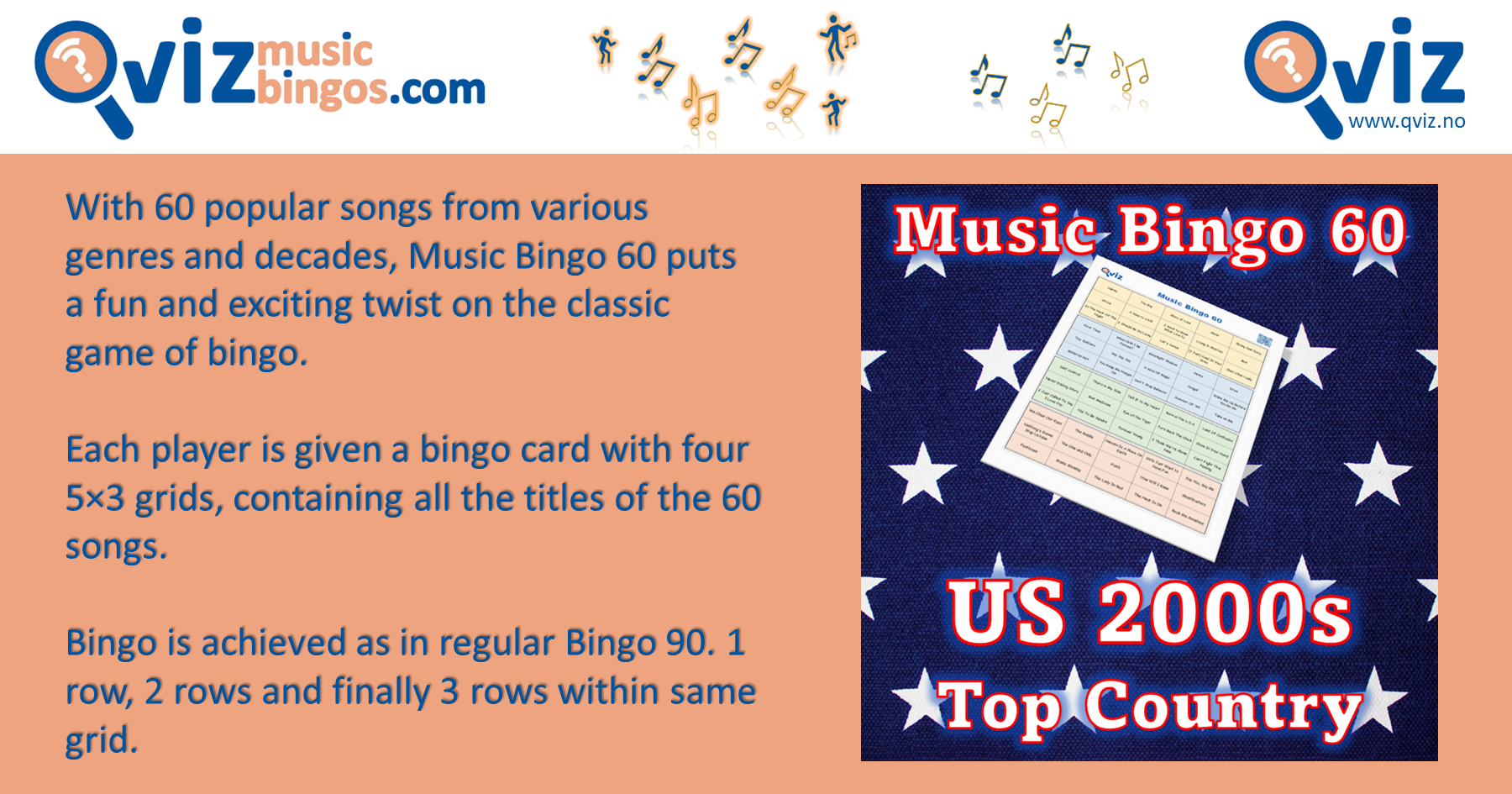 US 2000s Top Country - Musikk Bingo 60 - Qviz