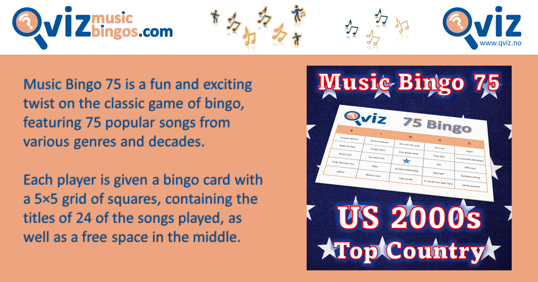 US 2000s Top Country - Musikk Bingo 75 - Qviz