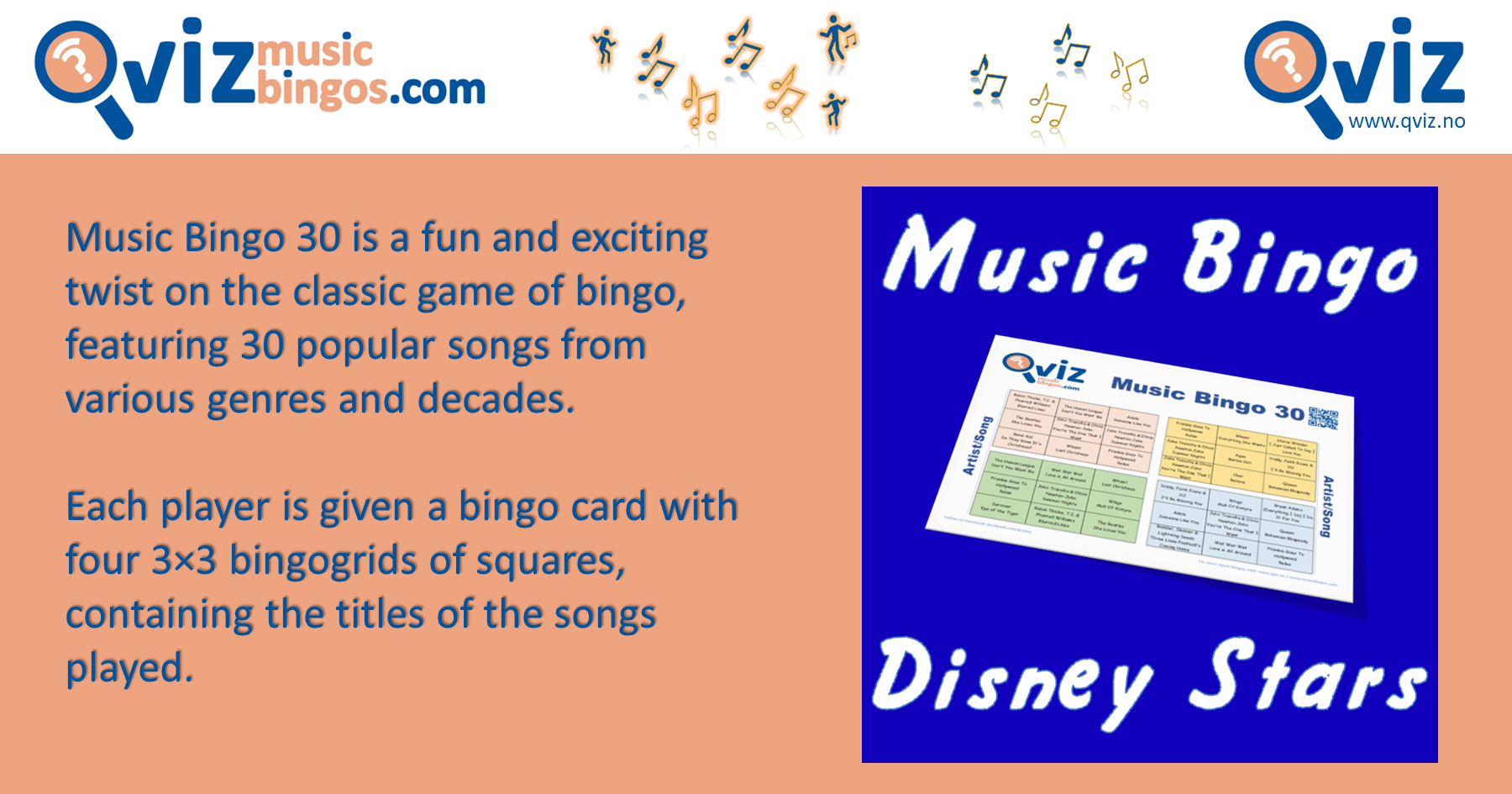 Disney Stars - Musikk Bingo 30 - Qviz