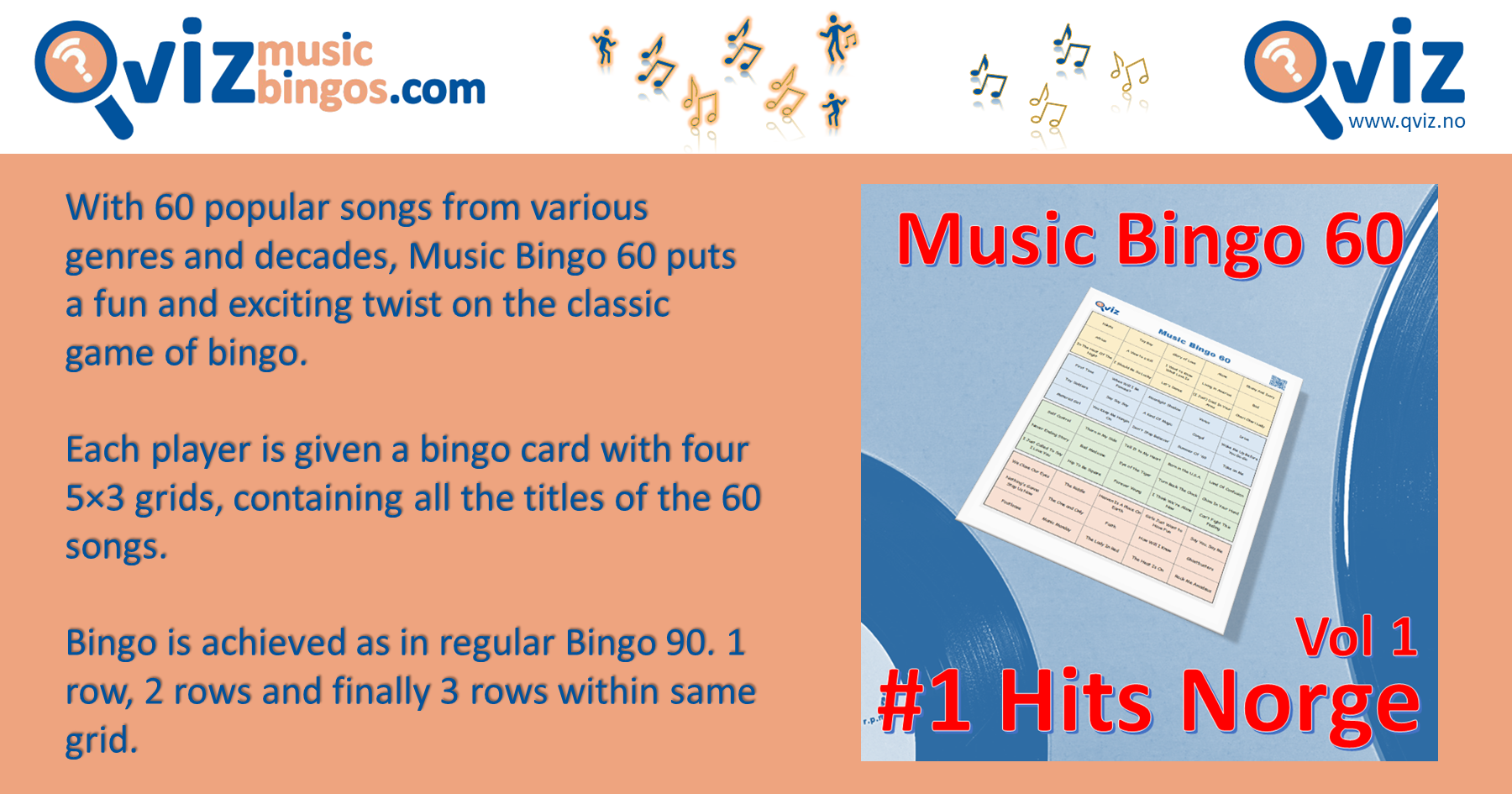 No 1 Hits Norge Vol 1 - Musikk Bingo 60 - Qviz